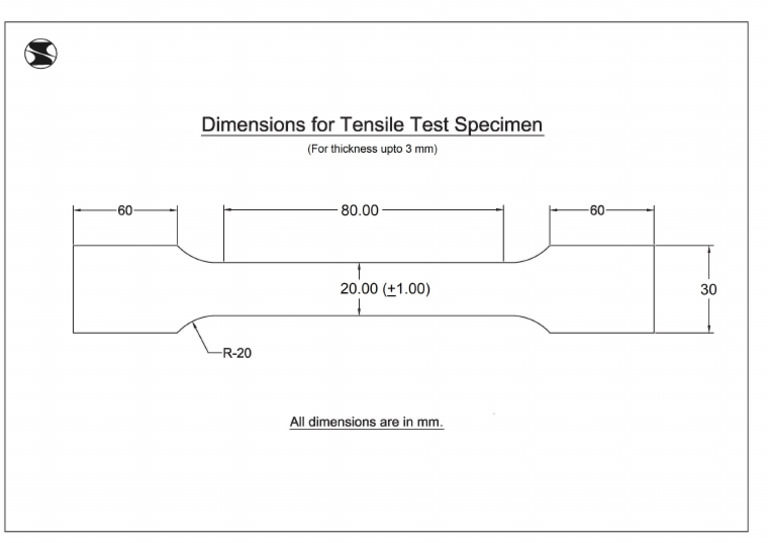 Tensile Test Specimen Dimensions | PDF