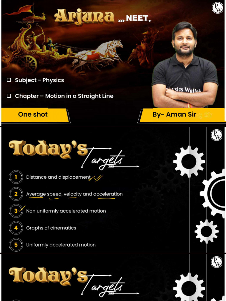 Motion in A Straight Line One Shot Class Notes Arjuna NEET YT | PDF