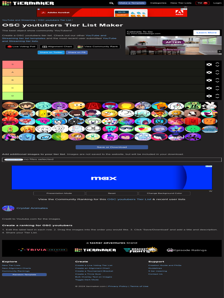 Create A OSC Youtubers Tier List - TierMaker | PDF | You Tube | World ...