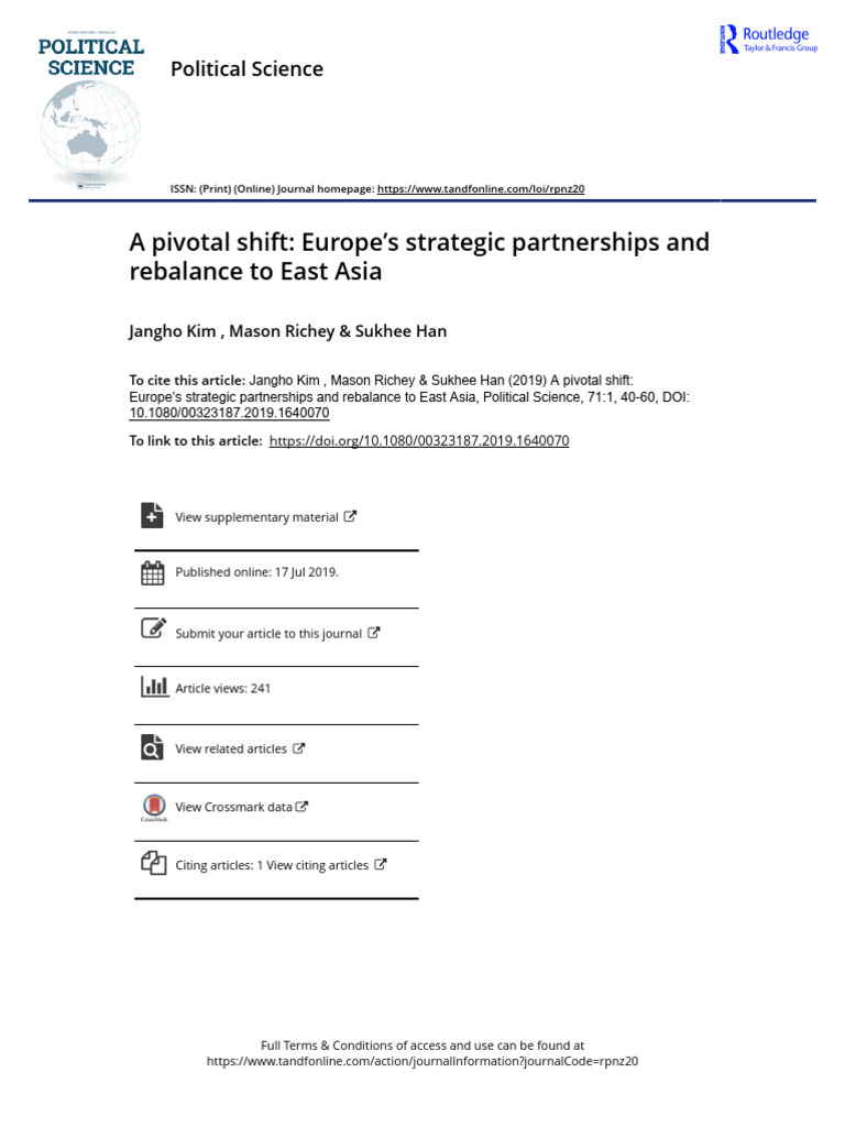 A Pivotal Shift - Europe's Strategic Partnerships and Rebalance To East ...