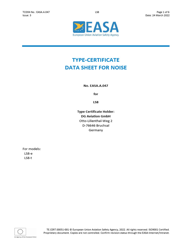 TCDSN EASA.A.047 Issue 03 | PDF | Aviation | Aircraft