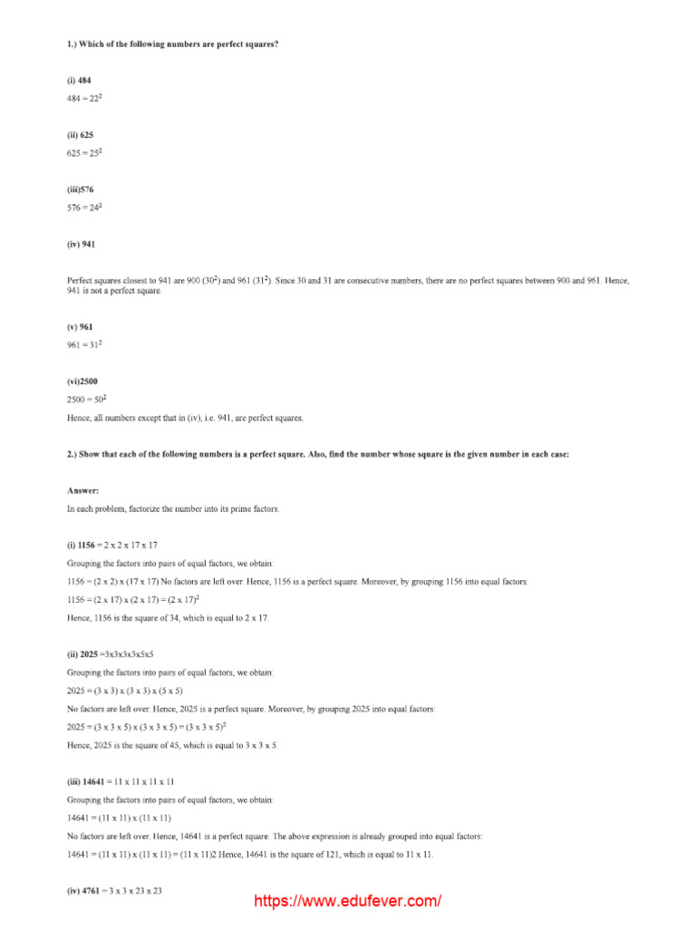 Chapter 3 Squares and Square Roots | PDF | Business