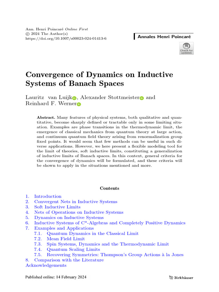 Convergence of Dynamics On Inductive Systems of Banach Spaces | PDF | Limit (Mathematics ...