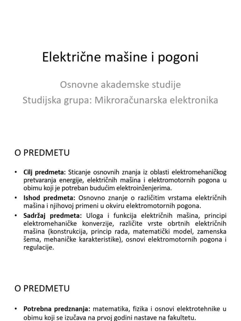 Predavanja - Elektricne Masine I Pogoni - 1 | PDF