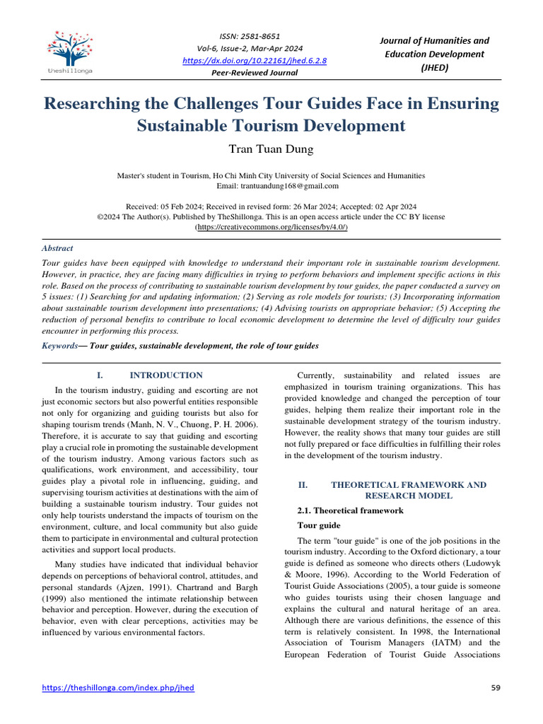 Researching The Challenges Tour Guides Face In Ensuring Sustainable