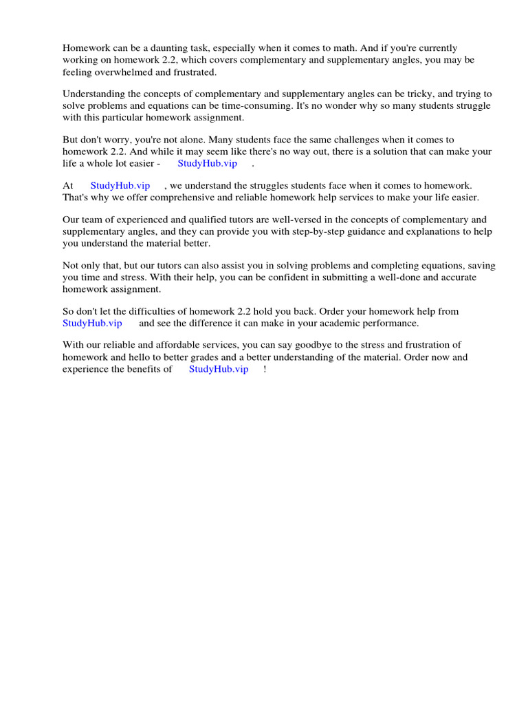 Homework 2.2 Complementary and Supplementary Angles | PDF | Worksheet ...