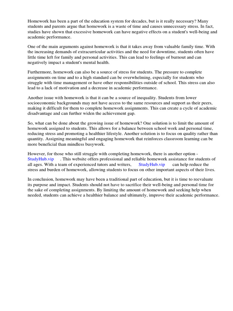 Homework is a Waste of Time Study | PDF | Homework