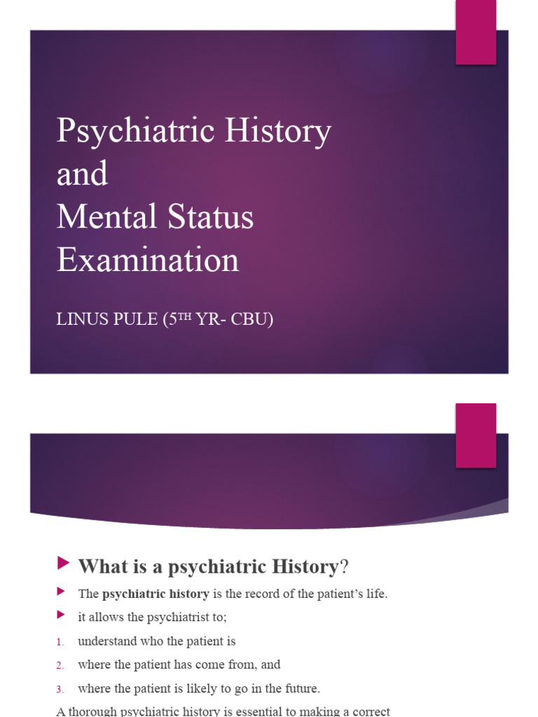 Psychiatric History and MSE Overview | PDF | Mental Disorder | Psychiatry