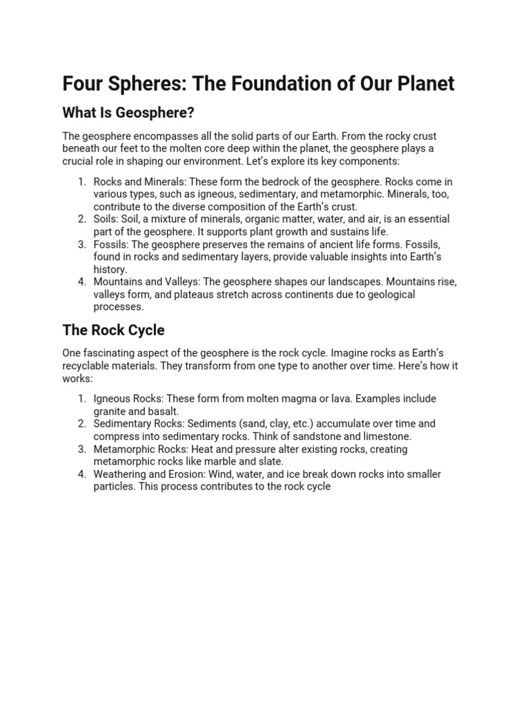 Four Spheres - The Foundation of Our Planet | PDF | Rock (Geology ...