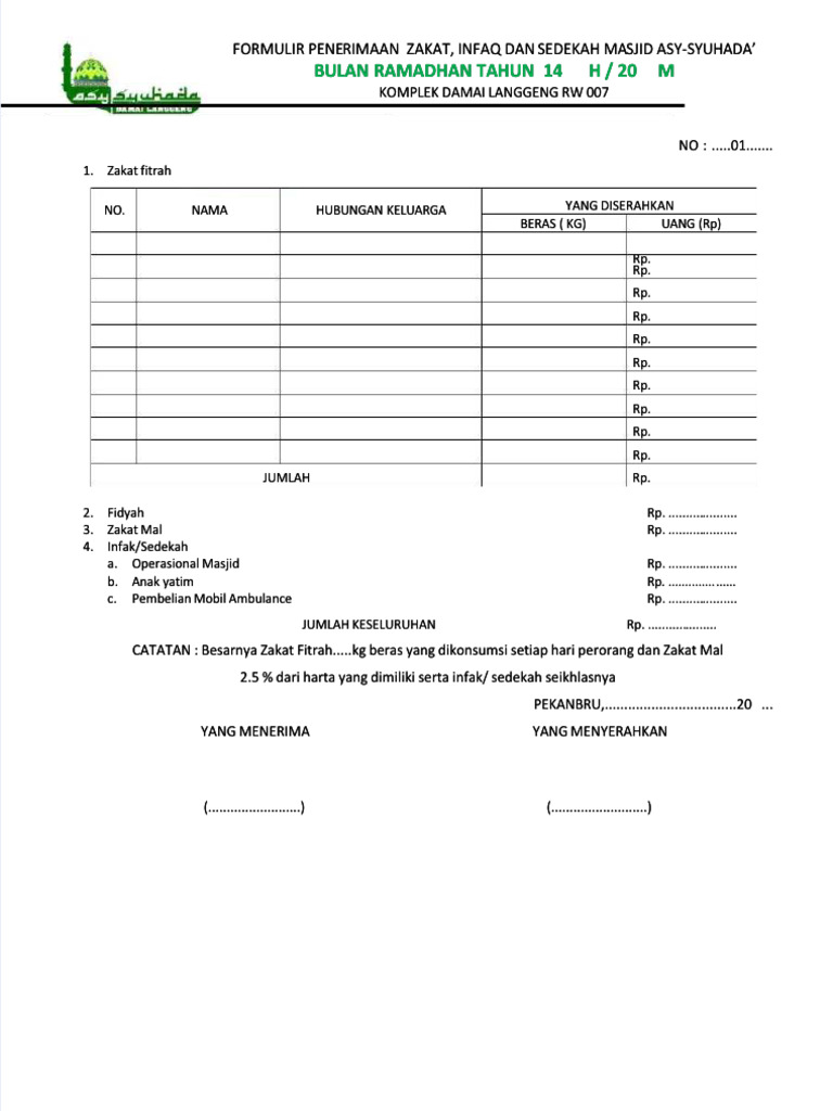 2028 PDF Formulir Penerimaan Zakat Compress | PDF