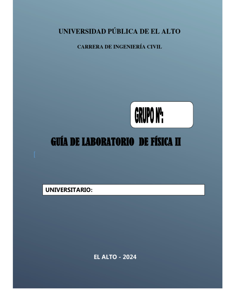 Guía Lab. Fis II Upea 1 - 2024 | PDF | Cantidades fisicas | Mecánica