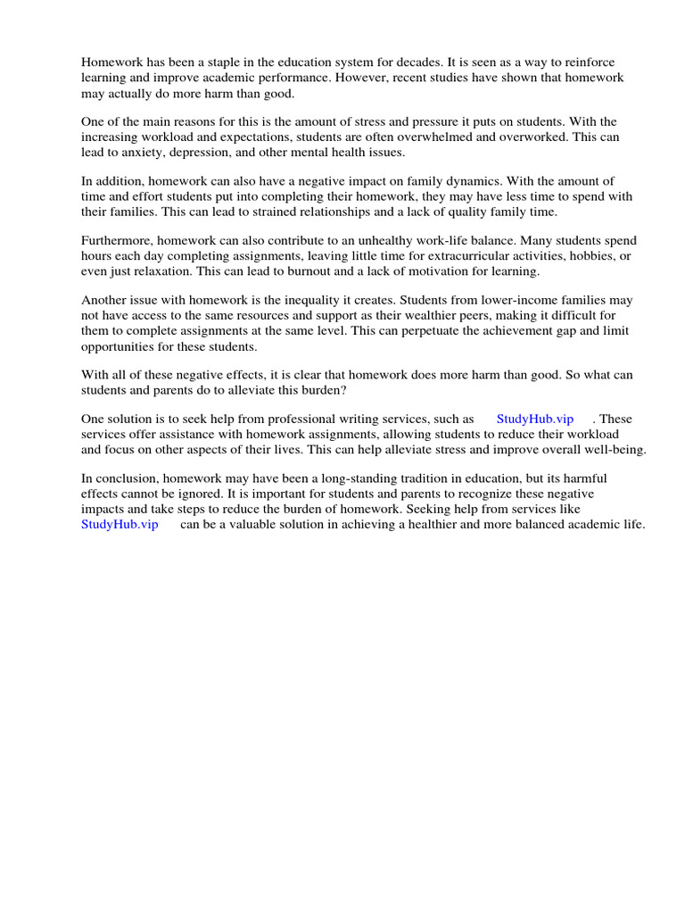 Homework Does More Harm Than Good | PDF | Homework | Teachers