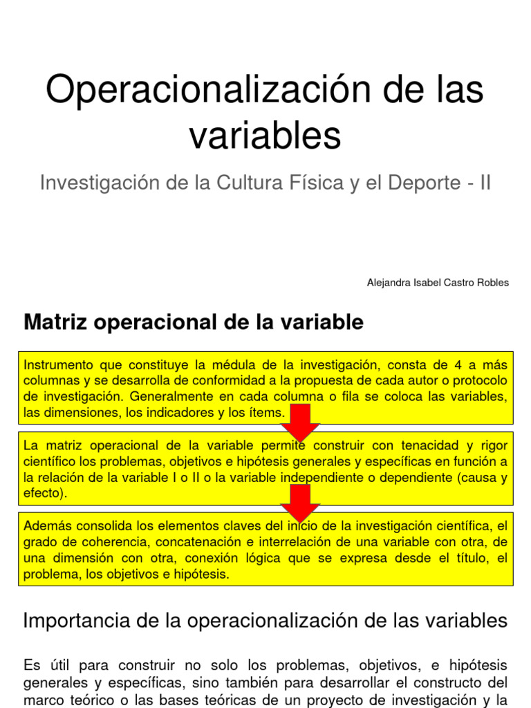 Matriz Operacional de Variables | PDF | Hipótesis | Variable (Matemáticas)