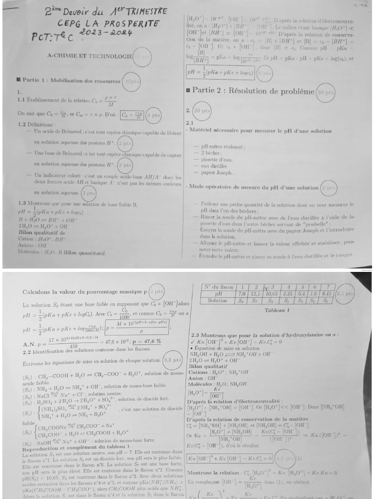 2D1T PCT Tle C Corrigé Type | PDF