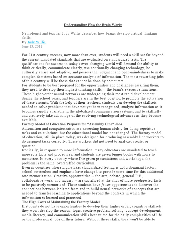 Understanding How the Brain Works | PDF | Prefrontal Cortex | Memory