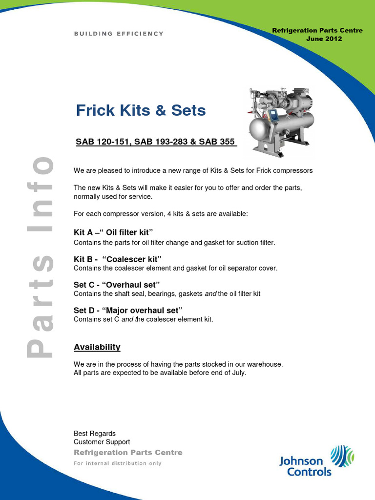 Frick Compressor Parts Kits Overview | PDF | Home Appliance | Gas ...