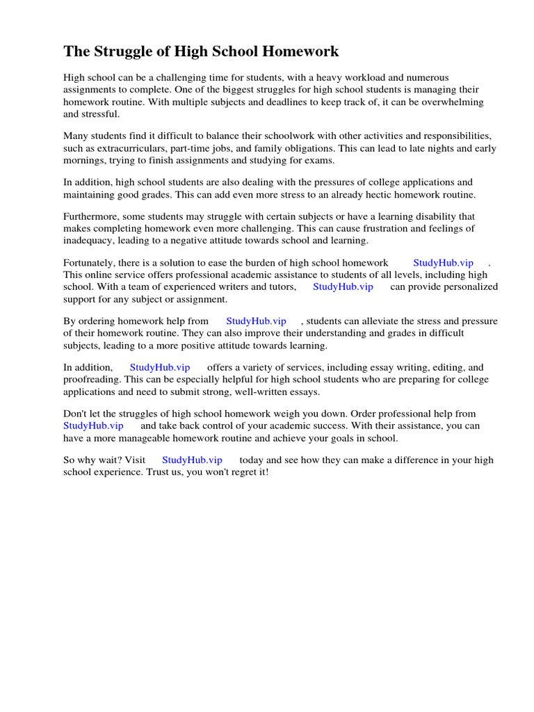 Homework Routine For High School | PDF | Homework | Teachers