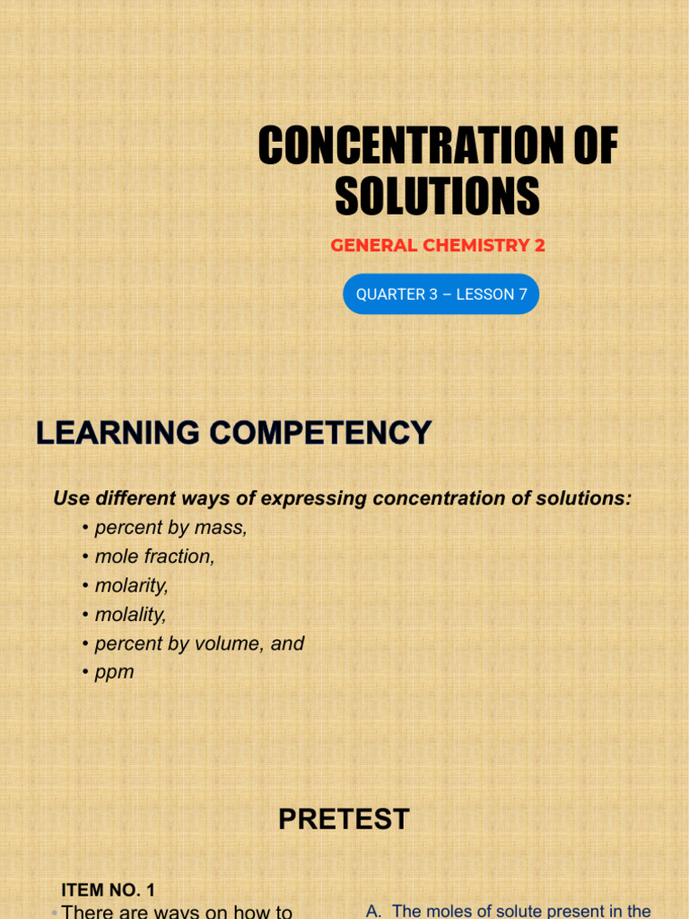 Concentration Expressions in Chemistry | PDF | Concentration | Molar ...