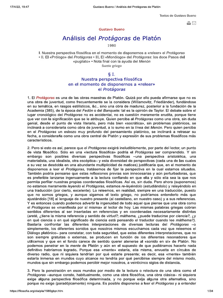 Analisis Del Protagoras de Platon | PDF
