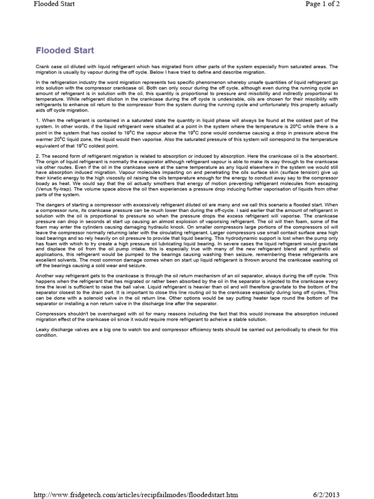 FLOODED START | PDF | Liquids | Pressure