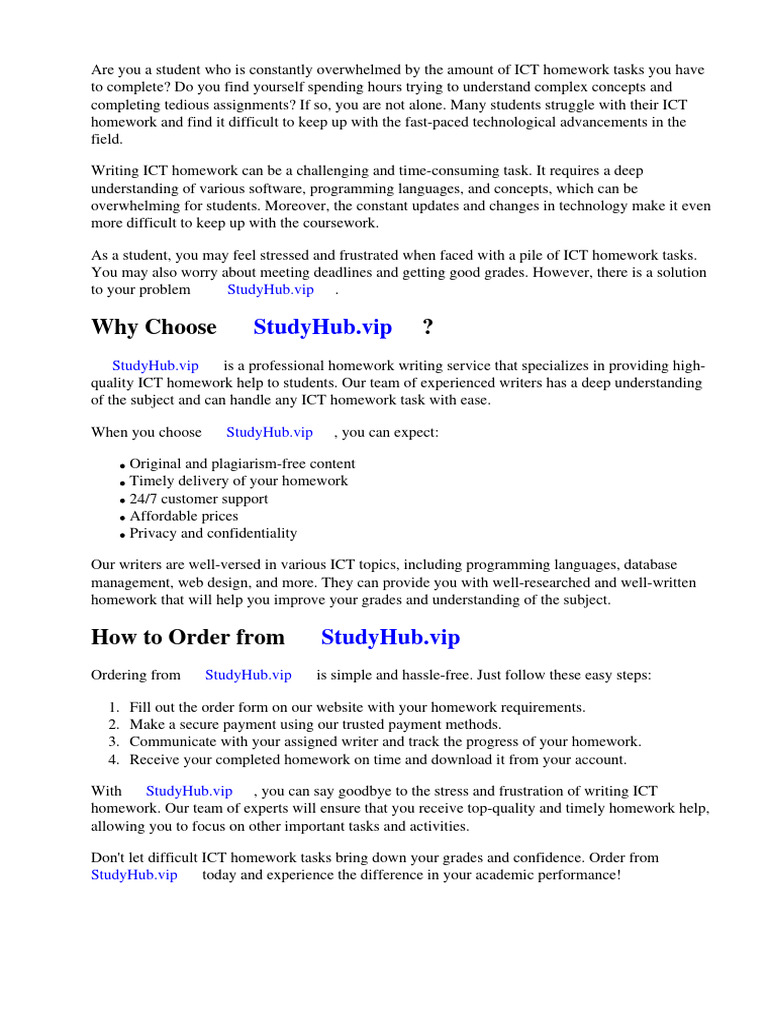 Ict Homework Tasks | PDF | Educational Technology | Homework