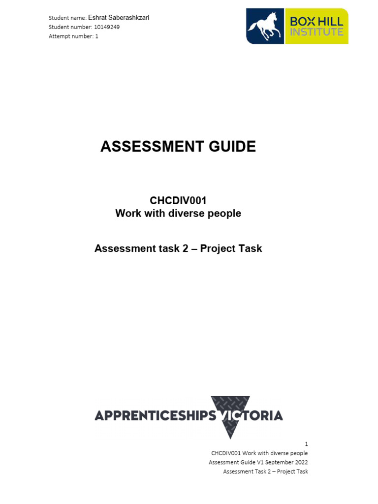 CHCDIV001 Task 2 Project Task | PDF | Discrimination | Disability