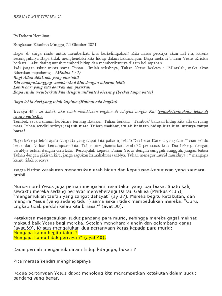 Berkat Melimpah: Iman dan Syukur | PDF