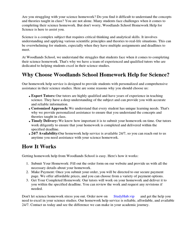 Woodlands School Homework Help Science Pdf Homework Science
