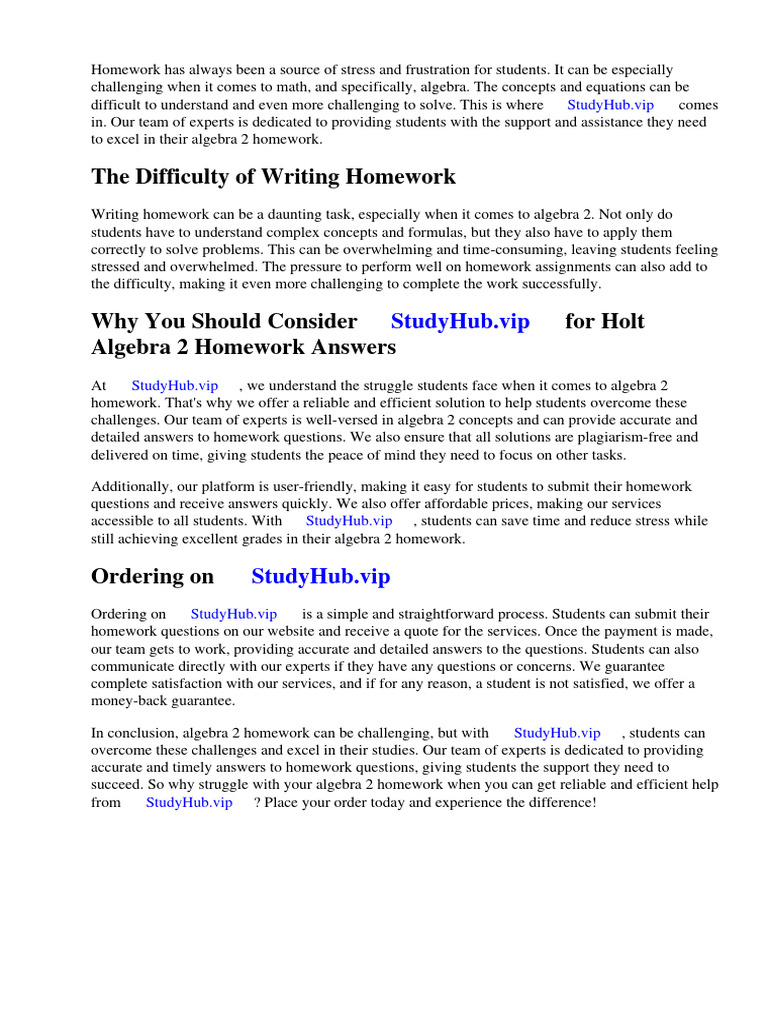 Holt Algebra 2 Homework Answers | PDF | Worksheet | Algebra