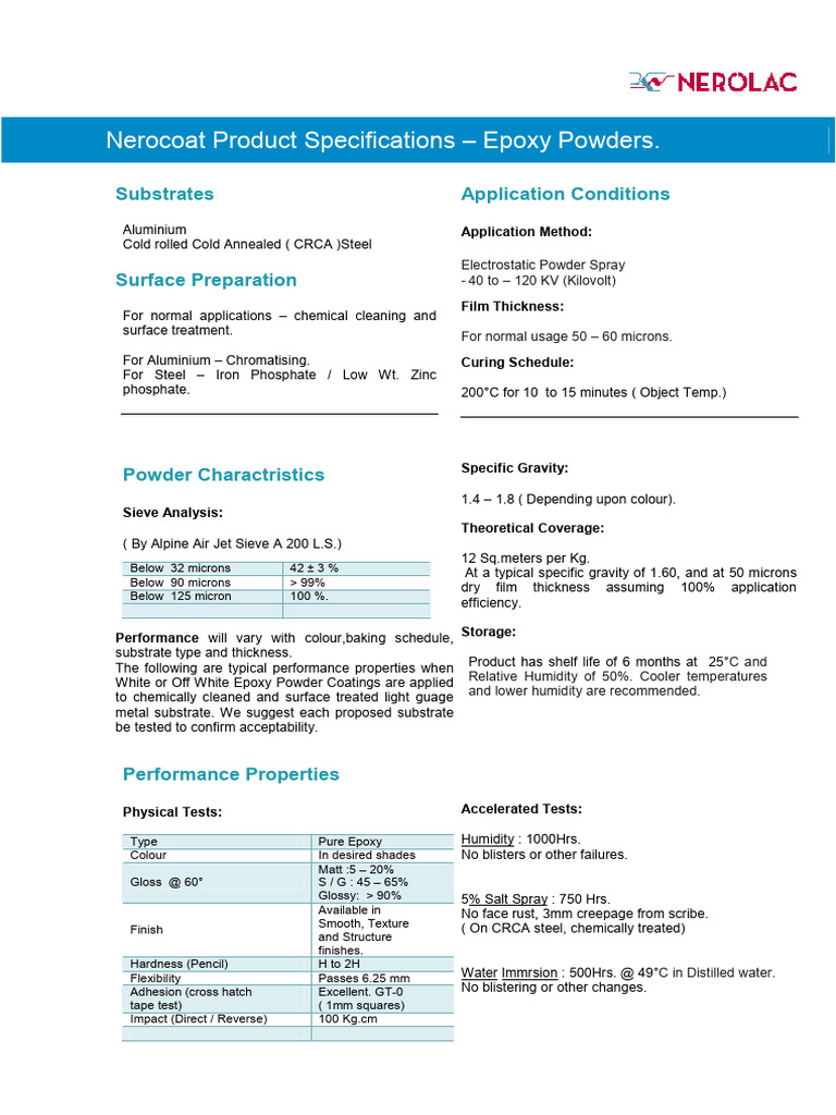 Nerocoat Epoxy Powders 6000 PDS | PDF | Secondary Sector Of The Economy ...