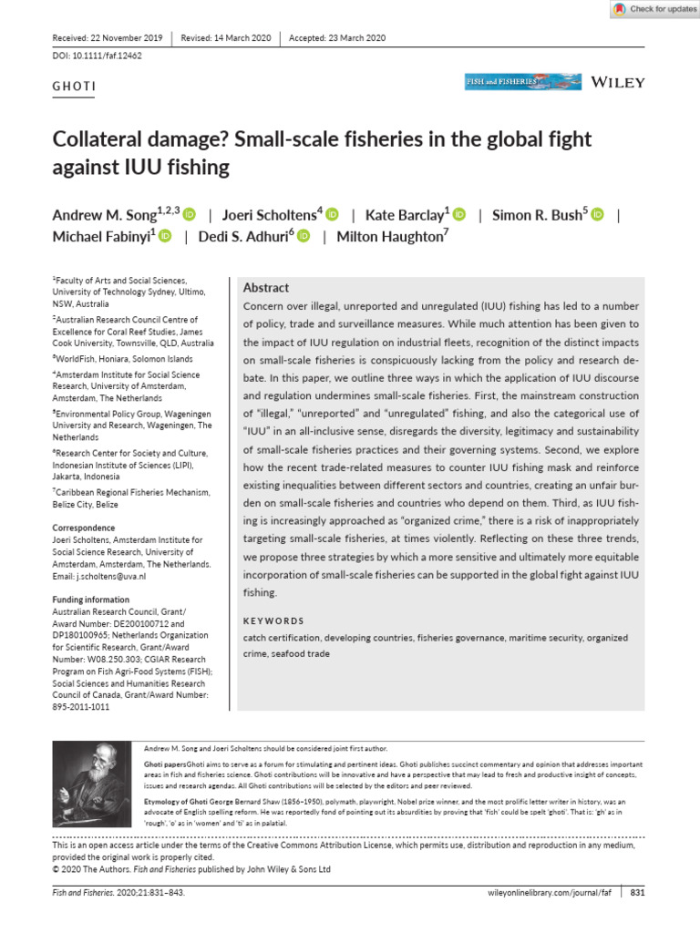 Fish and Fisheries - 2020 - Song - Collateral Damage Small Scale ...
