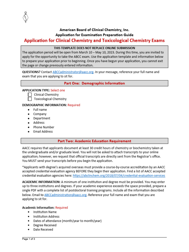 2023 ABCC Clin Chem and Tox Application Template | PDF | Academic Degree