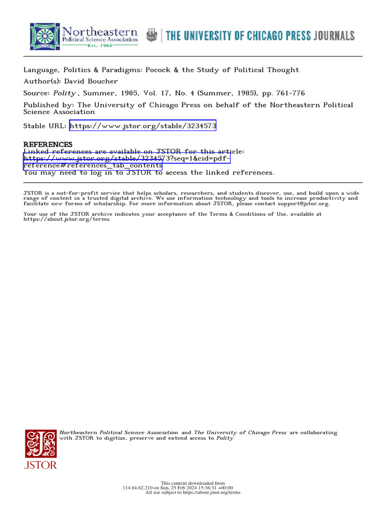 Pocock's Paradigms in Political Thought | PDF | Karl Popper | Truth
