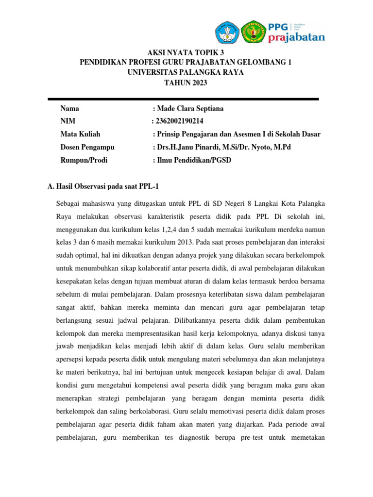 Observasi Pembelajaran Berdiferensiasi SD | PDF | Karier & Perkembangan | Sains & Matematika