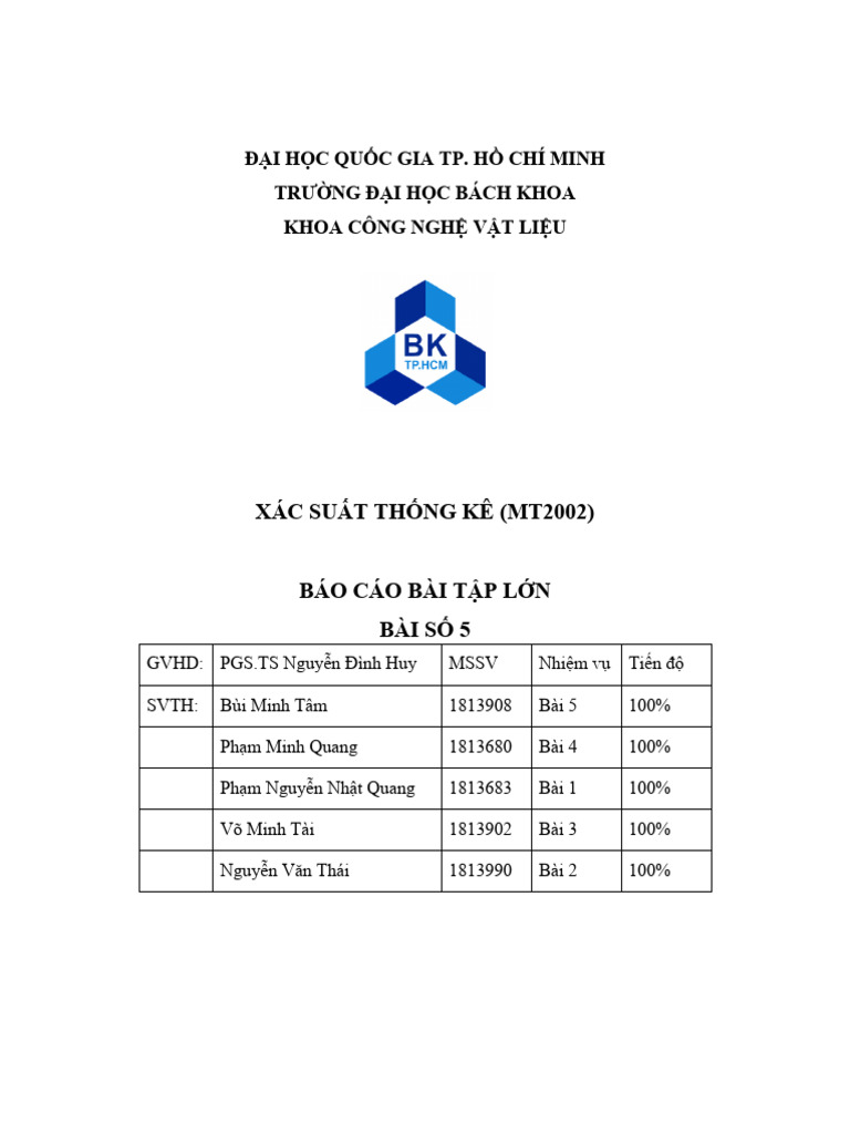 Báo Cáo BTL XSTK | PDF
