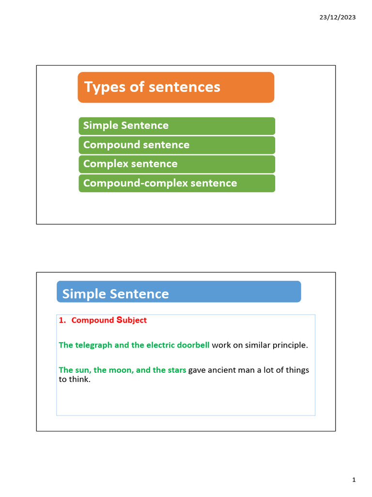 Types of Sentences | PDF | Linguistic Morphology | Syntax