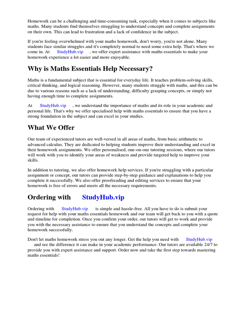 Help With Homework Maths Essentials | PDF | Mathematics | Books