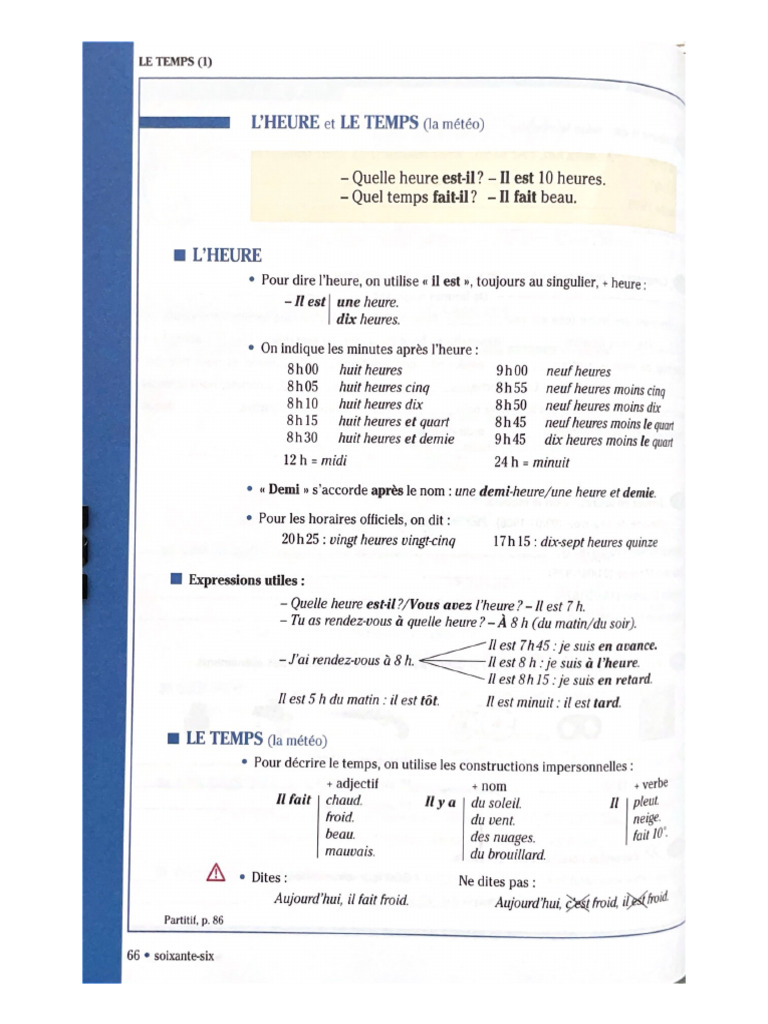 L'HEURE Et LE TEMPS (La Météo) | PDF