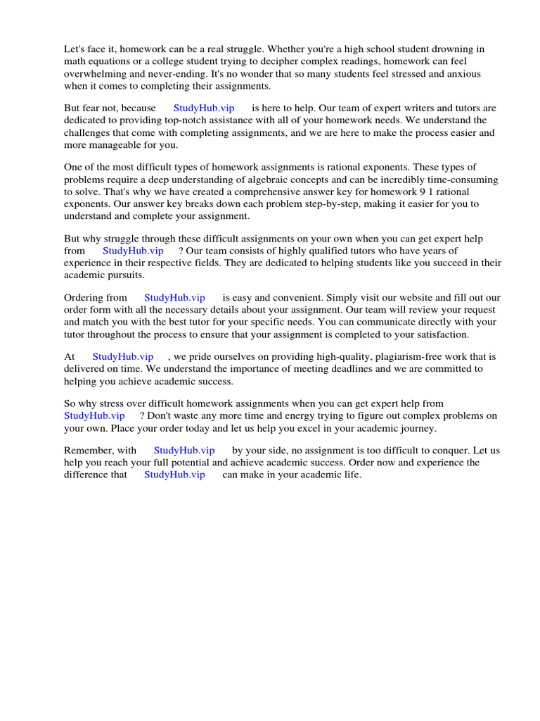 Homework 9 1 Rational Exponents Answer Key | PDF | Exponentiation ...