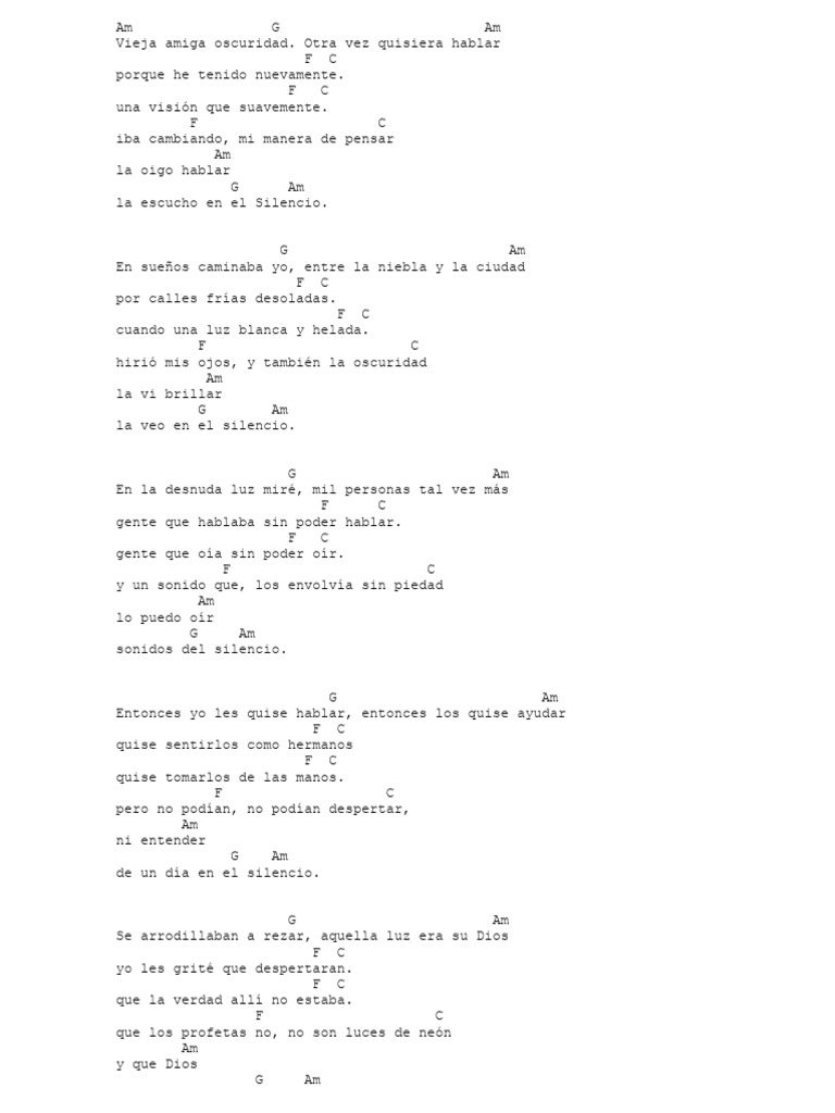 Sonidos Del Silencio Letra Pdf