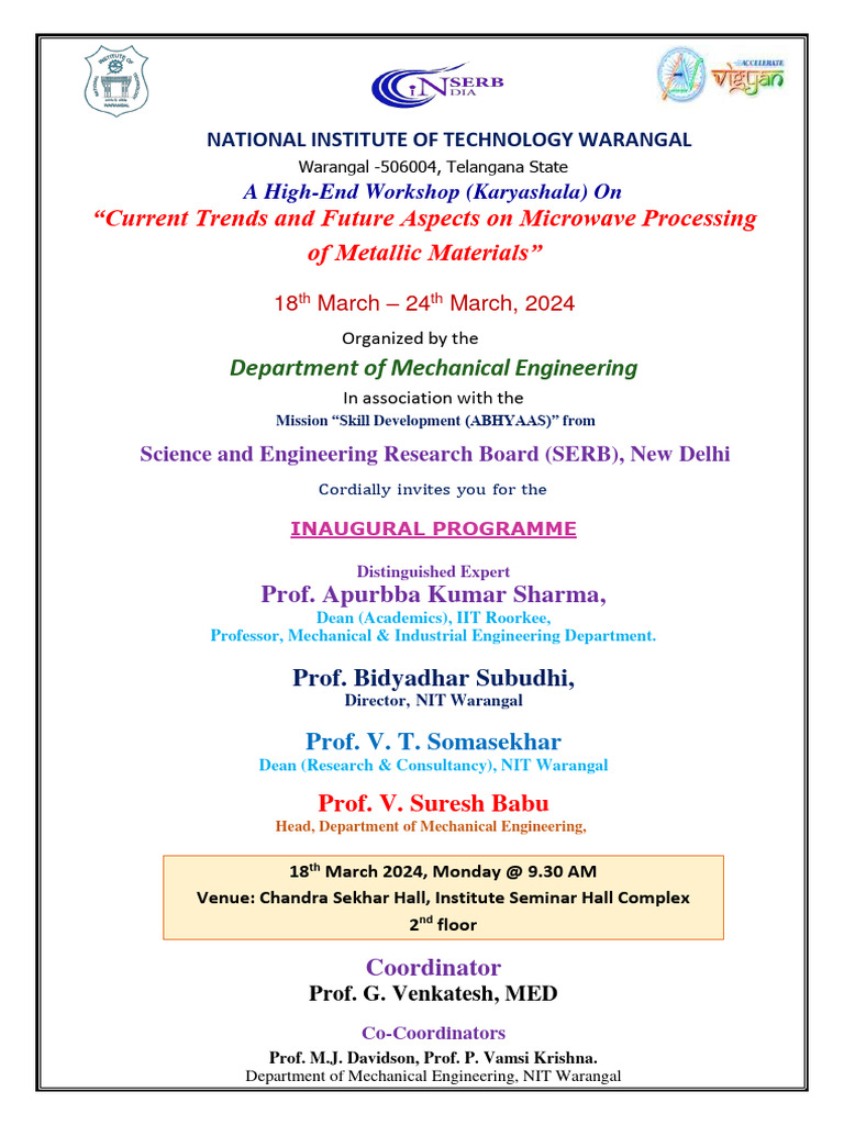 Karyashala Workshop- Inaugral Invitation MED | PDF | Engineering