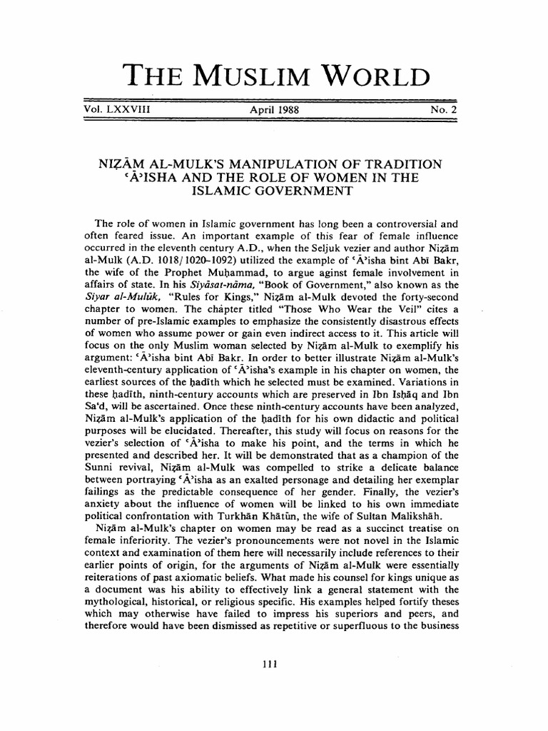 aISHA AND THE ROLE OF WOMEN | PDF | Hadith | Muhammad