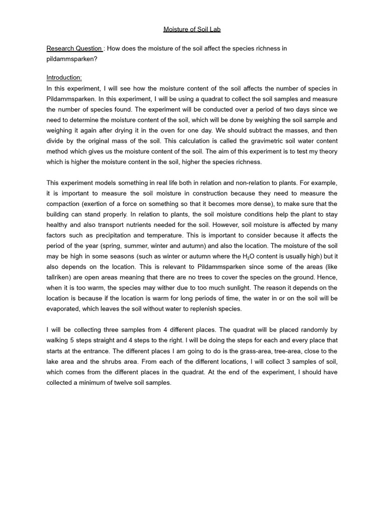 Moisture of Soil Lab 1 | PDF | Soil | Sampling (Statistics)