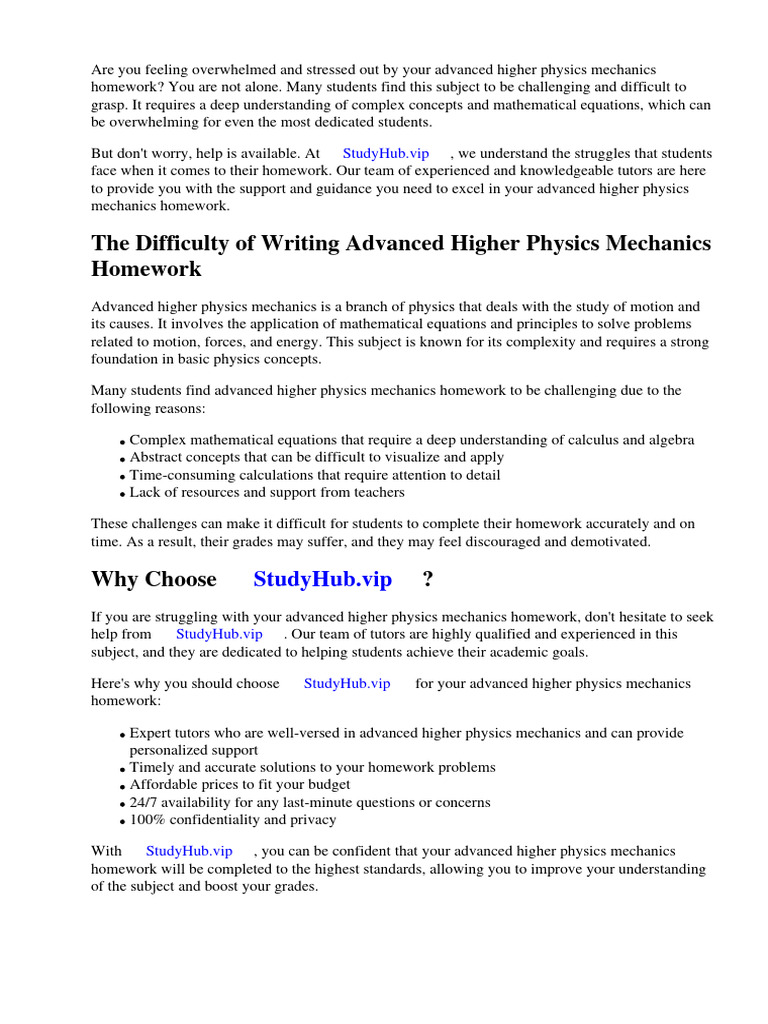 Advanced Higher Physics Mechanics Homework | PDF | Mathematics | Physics