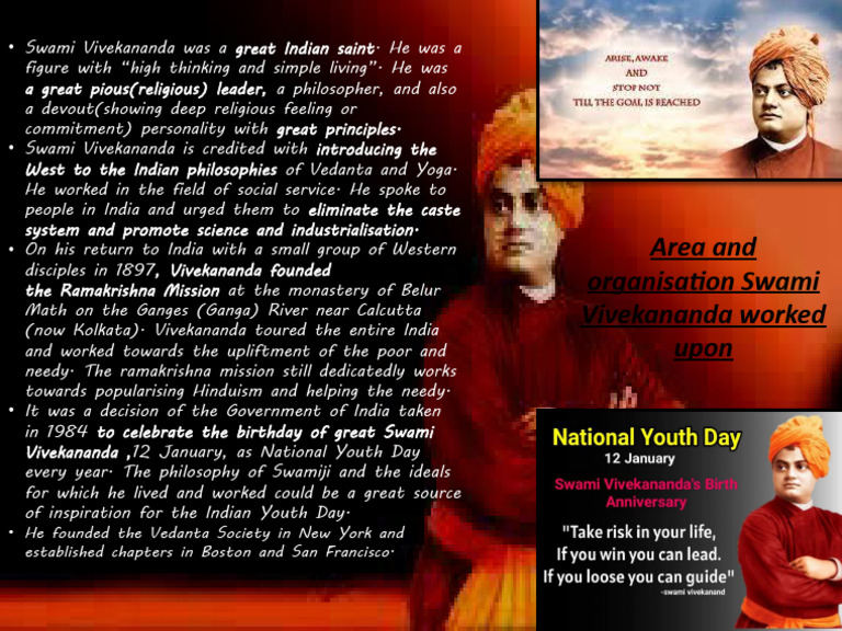 Area and Organisation Swami Vivekananda Worked Upon | PDF