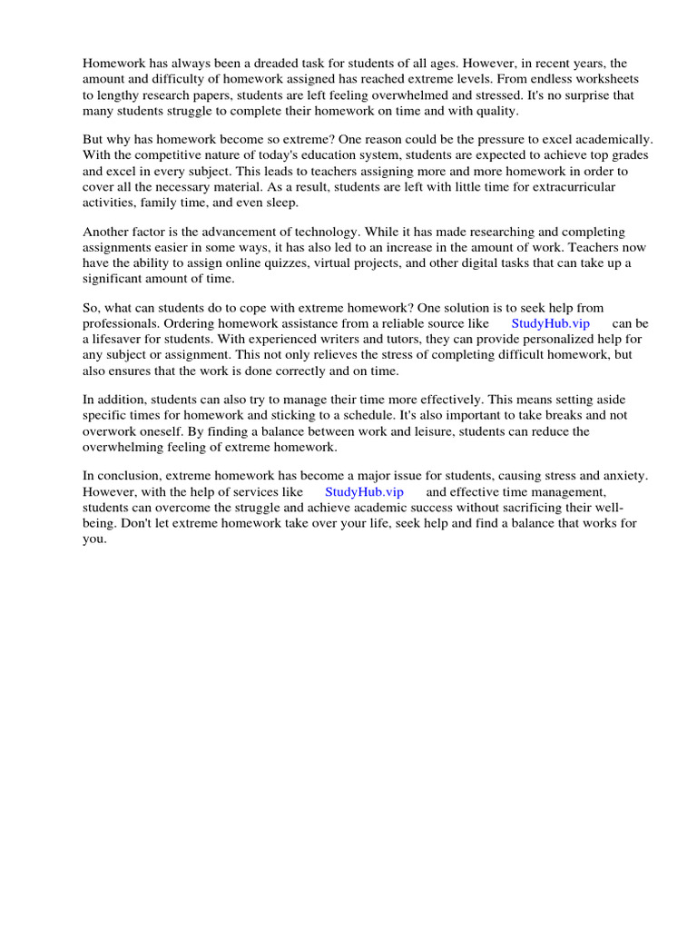 Extreme Homework | PDF | Homework
