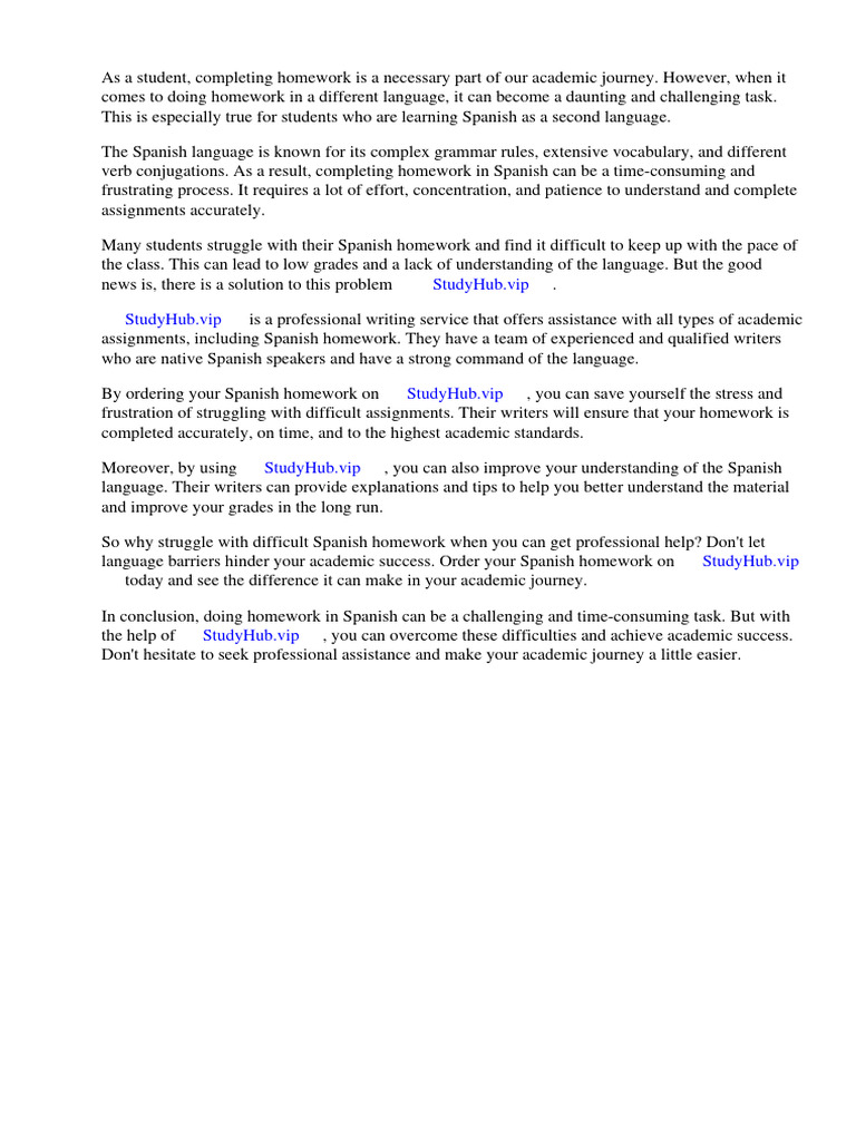Spanish Homework Help for Students | PDF | Homework | Spanish Language