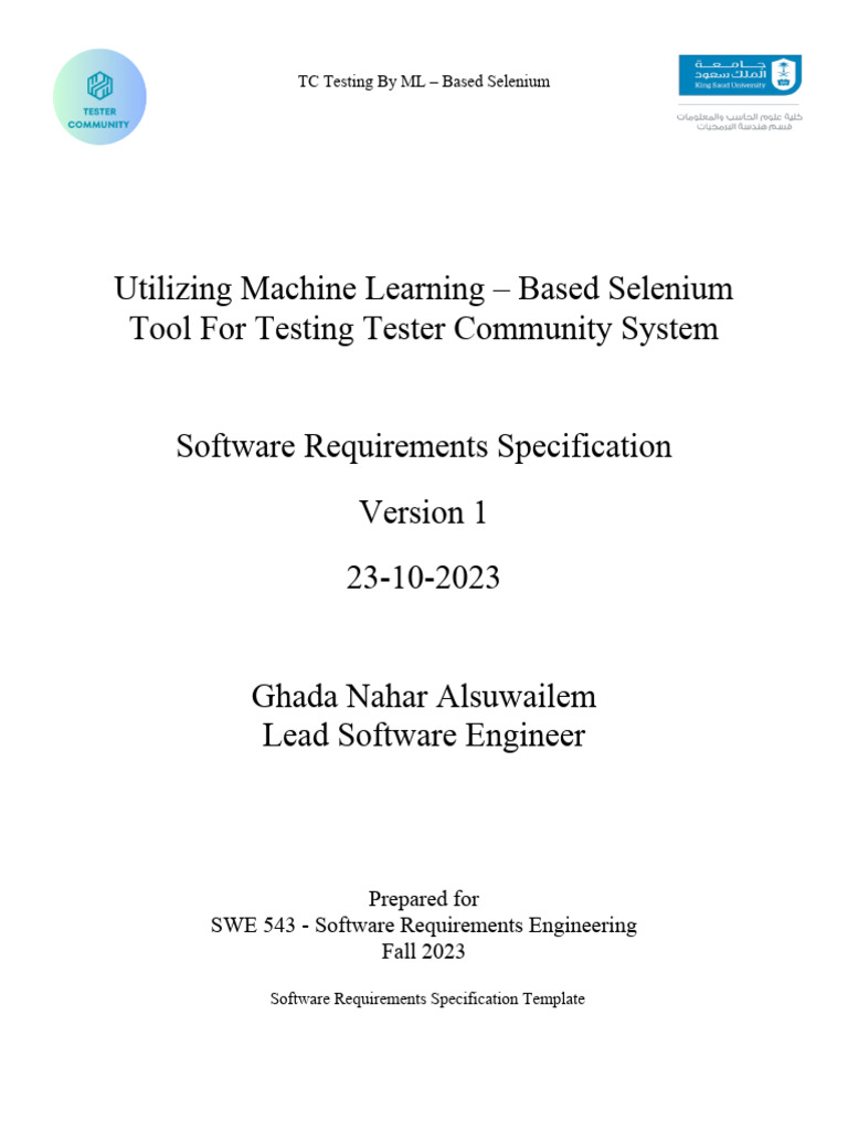 SRS Template + Cover Page | PDF | Software Testing | Use Case