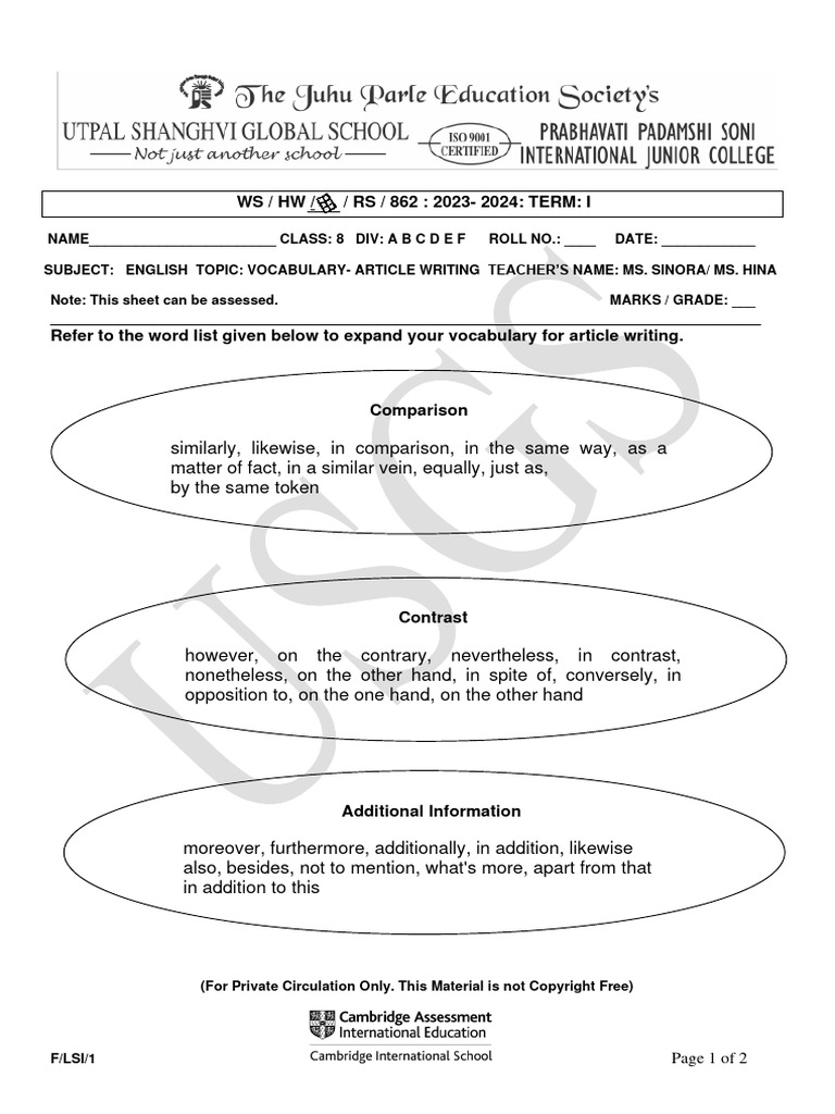 Vocabulary Article Writing | PDF | Language Arts & Discipline | Foreign ...