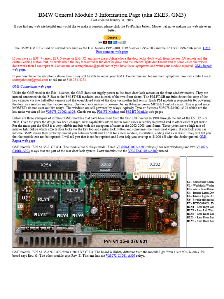 BMW General Module 3 (Aka GM3, GM-III, ZKE-III and ZKE3) | PDF | Car ...